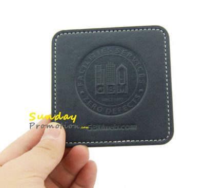 Custom Leather Coasters Black Leather Coasters with Logo 9cm